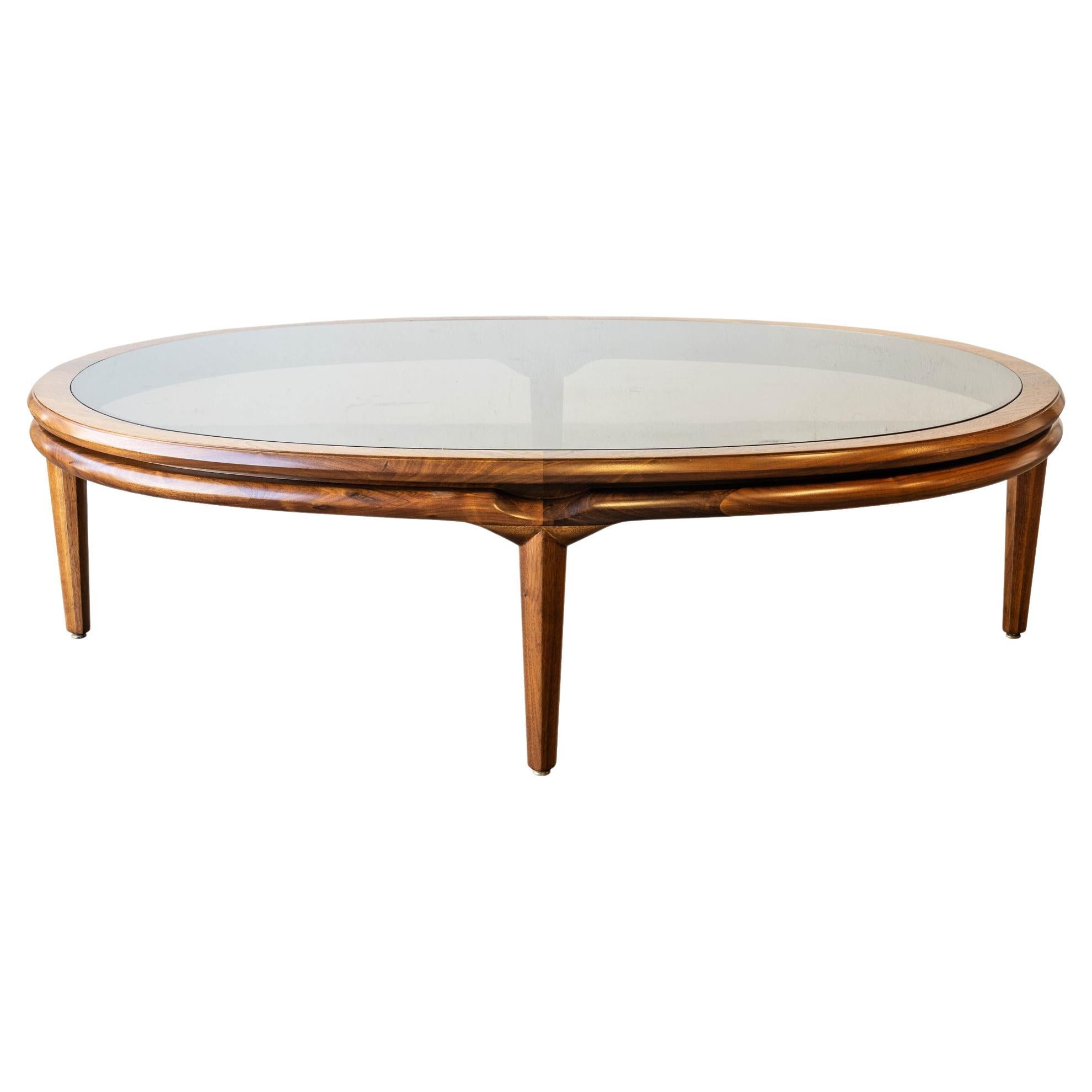 Lane Walnut and Smoked Glass Coffee Table at 1stDibs