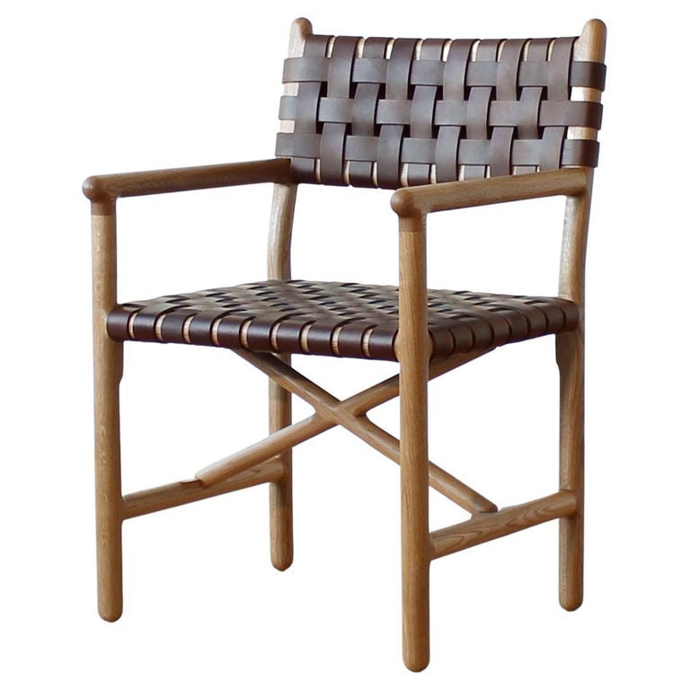 Montgomery Modern Oak and Leather Arm Chair / Office Chair by Crump and ...