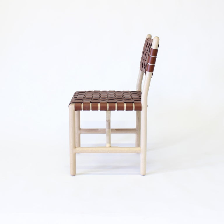 Montgomery Solid Wood, and Woven Leather Modern Dining Chair For Sale ...