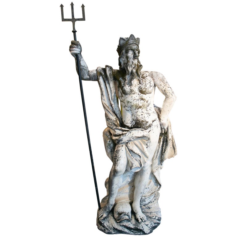 Monumental 18th Century Italian Marble Hand Carved Neptune Sculpture at ...