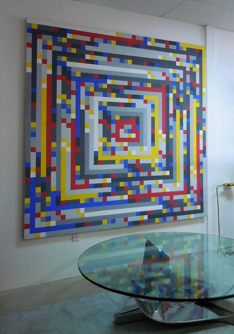 Monumental Acrylic Painting by Ellen Cibula, Boogie Woogie Style, 1976 ...