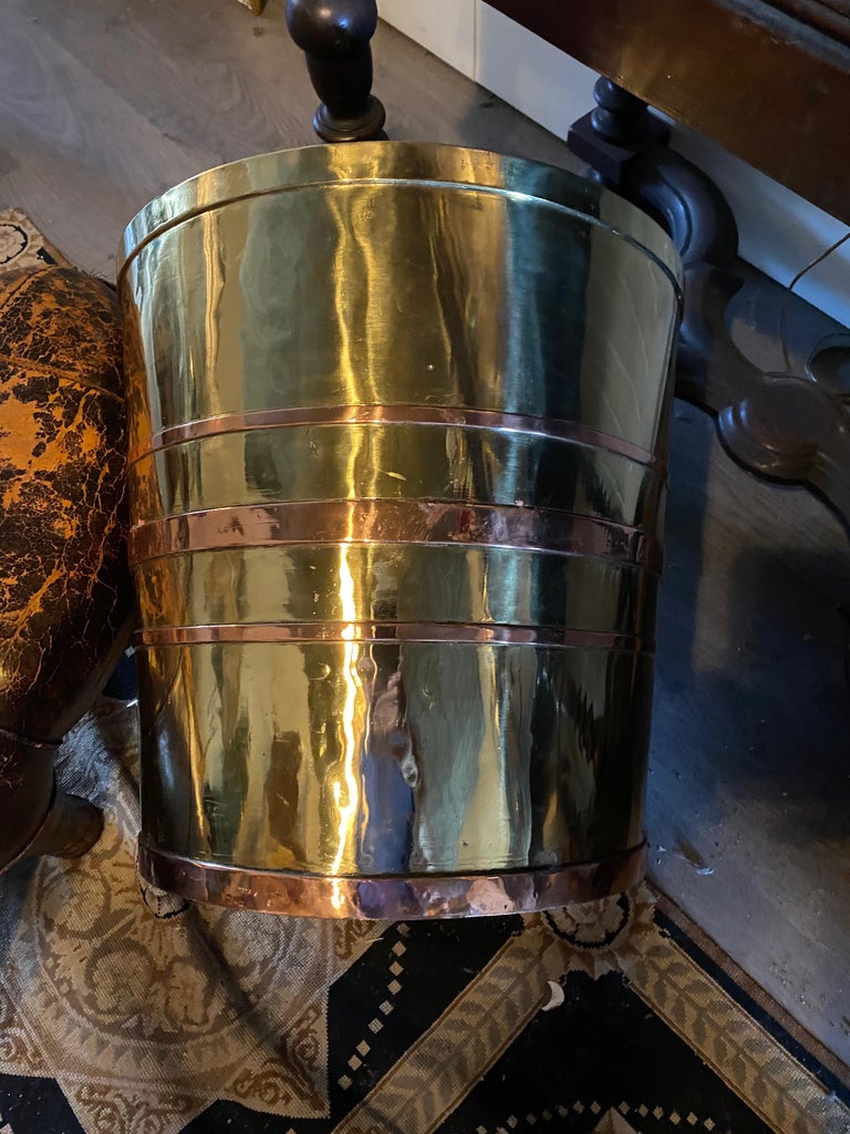 Monumental 19th Century English Georgian Brass and Copper Firewood ...