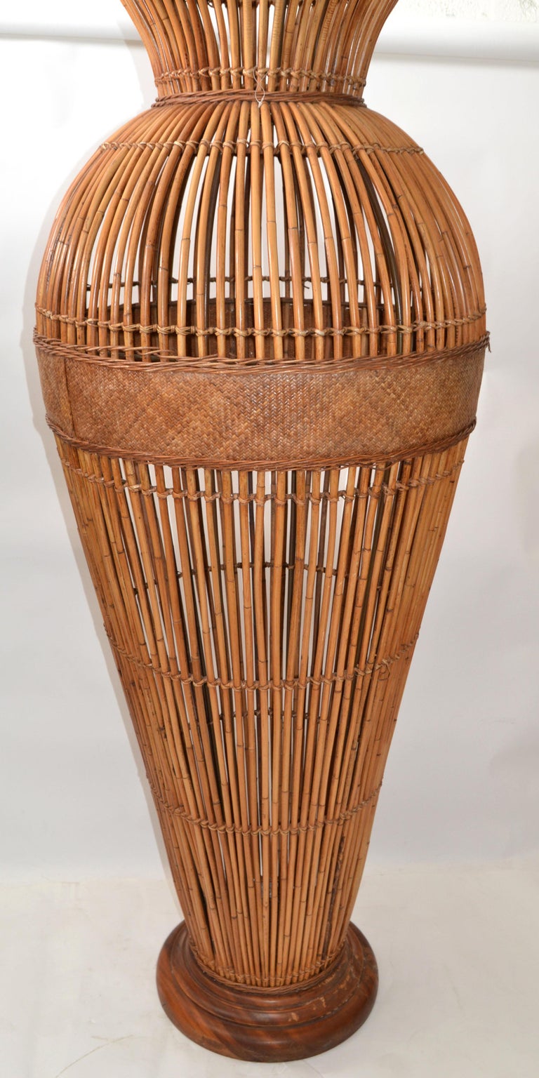 Monumental 6 Feet Mid-Century Modern Handcrafted Bamboo Brass and Cane ...