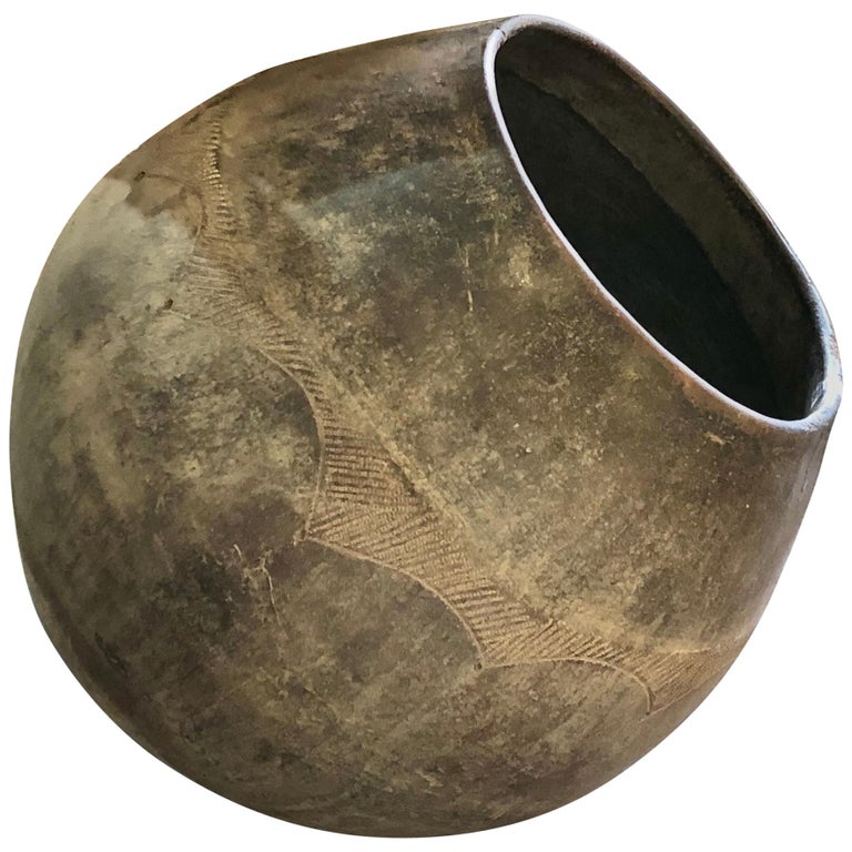 Monumental African Clay Storage Jar Having Incised Decoration at 1stDibs
