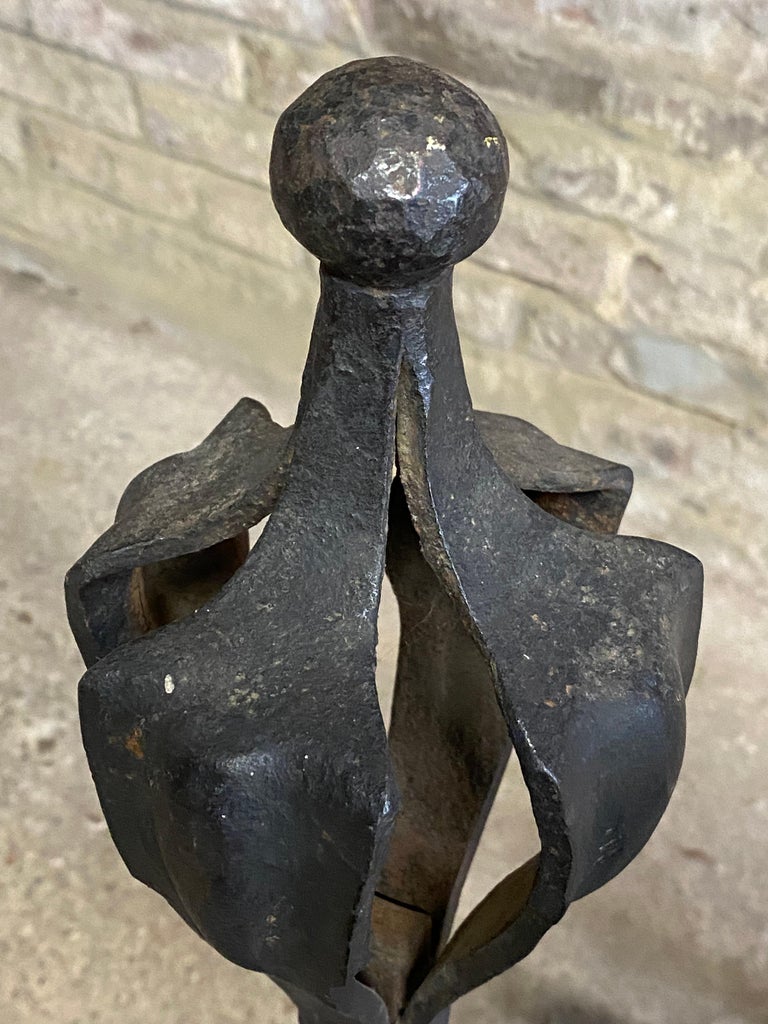 Monumental American Arts and Crafts Andirons and Tools Manner of Samuel ...