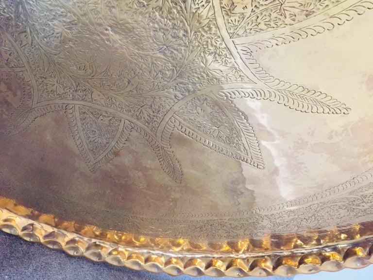 Monumental Moroccan Brass Tray Platter at 1stDibs