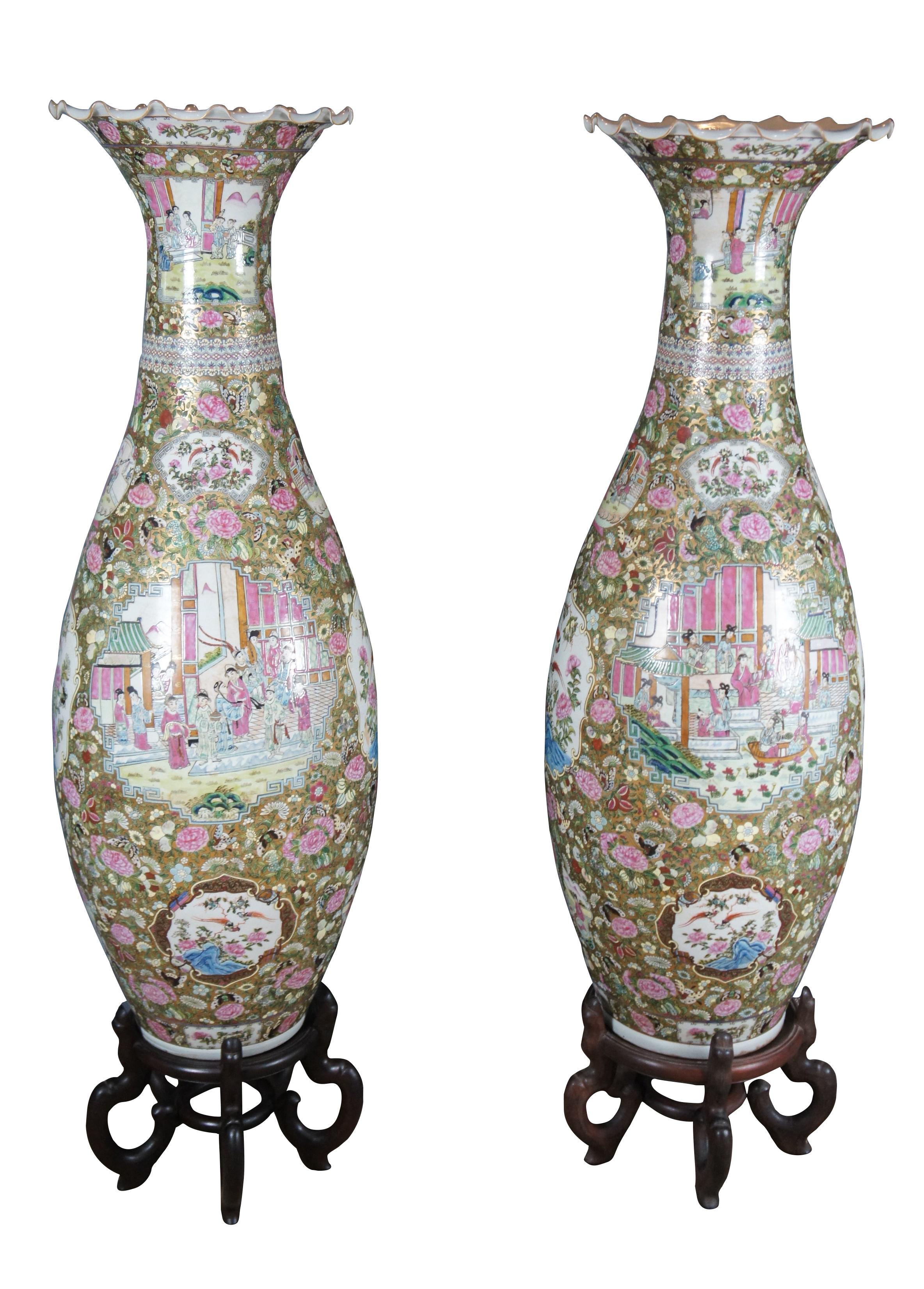 Monumental Antique Chinese Porcelain Canton Famille Rose Palace Urns ...