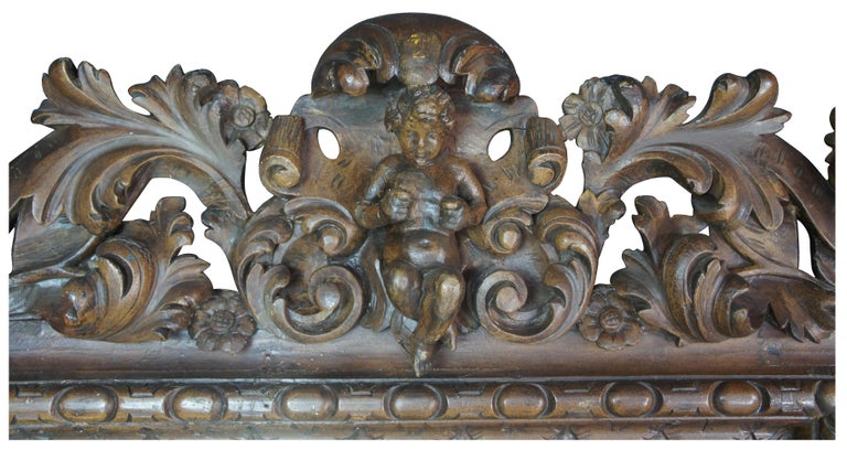 Monumental Antique Italian Baroque High Relief Carved Figural Cherub ...