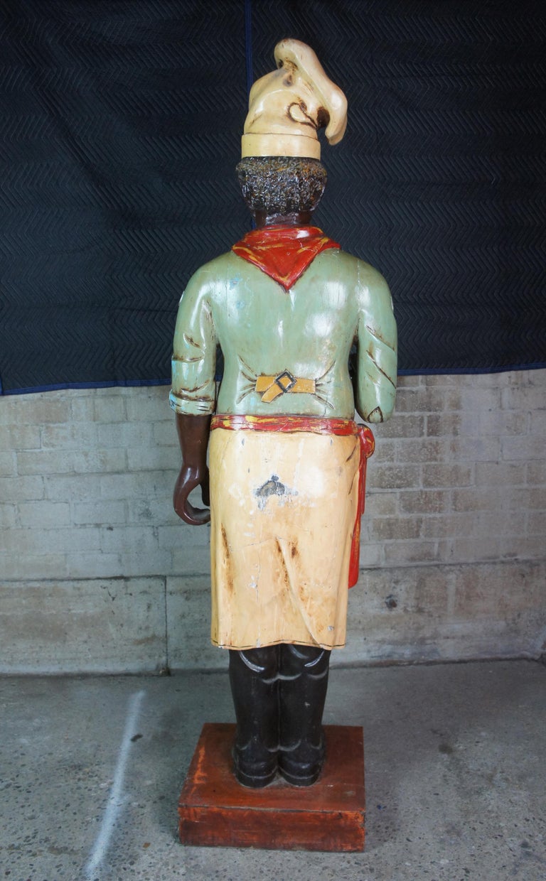 Monumental Antique Life Size French Carved Folk Art Restaurant Chef ...