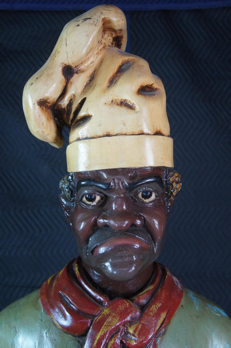 Monumental Antique Life Size French Carved Folk Art Restaurant Chef ...