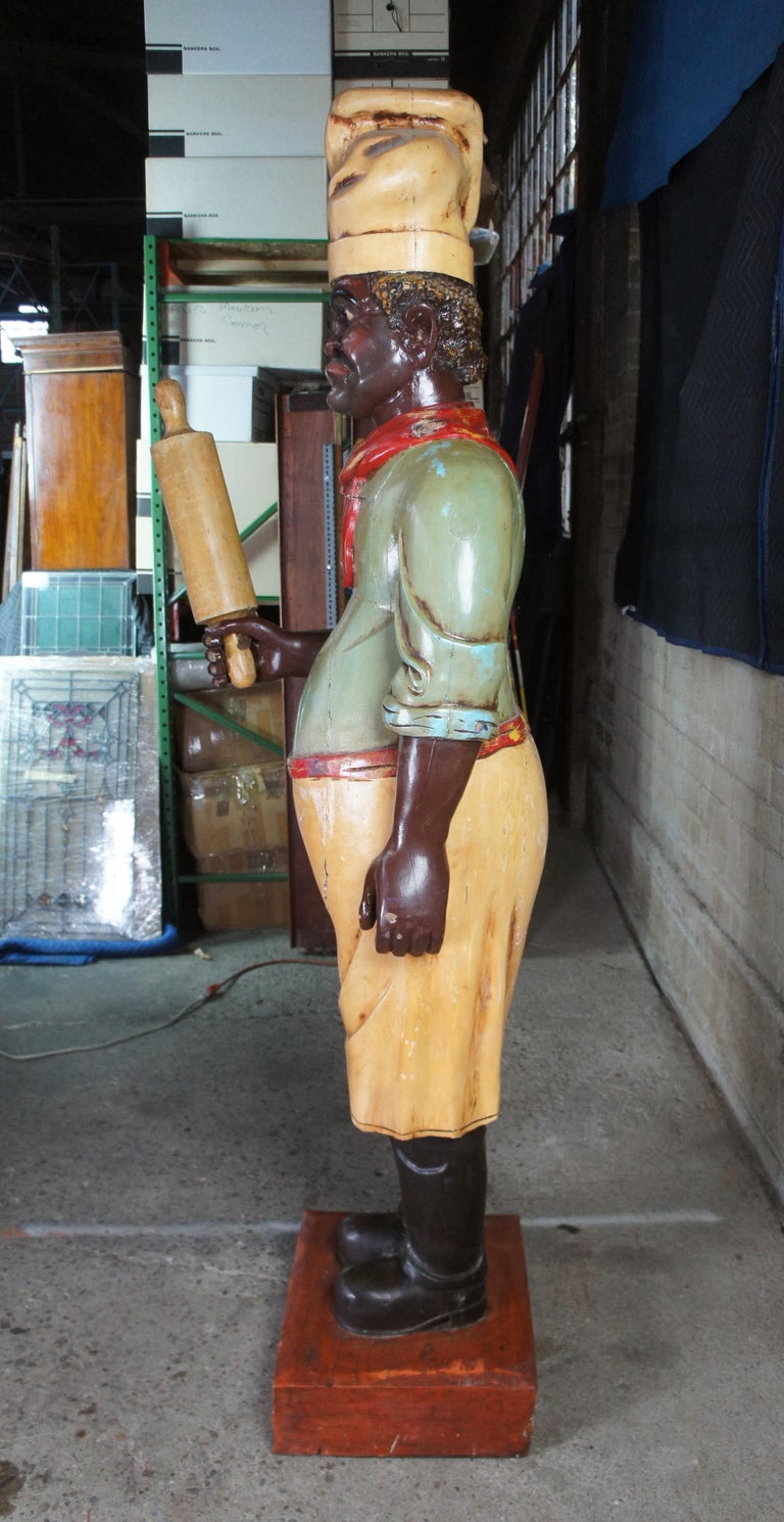 Monumental Antique Life Size French Carved Folk Art Restaurant Chef ...