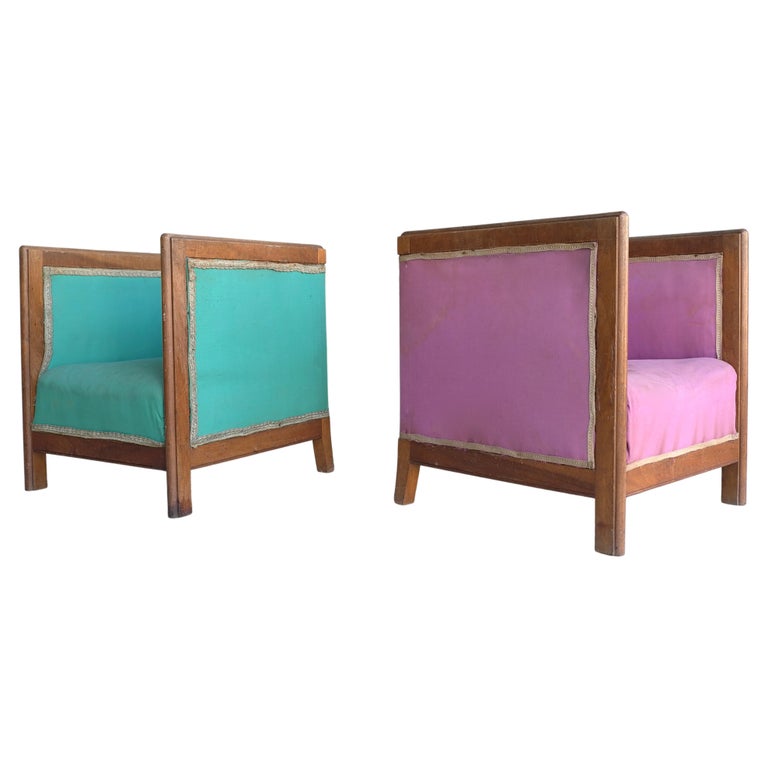 Monumental Art Deco Club Lounge Chairs, 1930's For Sale at 1stDibs