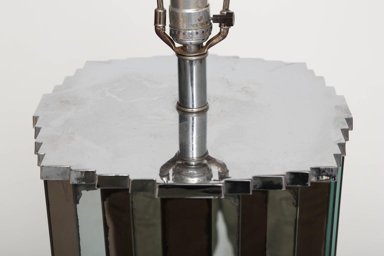 Monumental Art Deco Mirrored Table Lamp, France, 1940s For Sale at 1stDibs