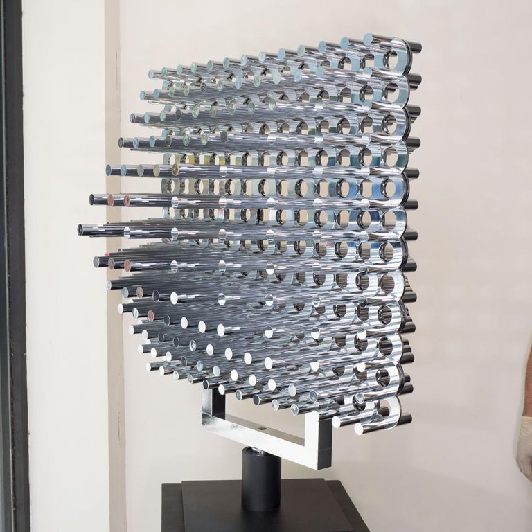 Monumental Articulated Stainless Steel Rod Sculpture For Sale at 1stDibs