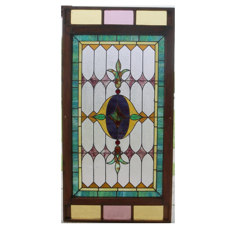 Monumental Arts and Crafts Mosaic Leaded Stained and Slag Glass Window ...