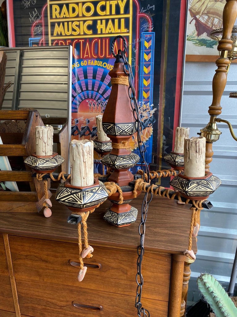 Monumental Aztec / Southwestern Pablo Picasso Style Chandelier For Sale ...