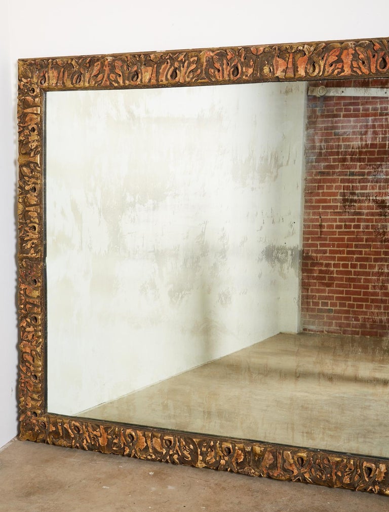 Monumental Baroque Style Parcel Gilt Carved Mirror at 1stDibs