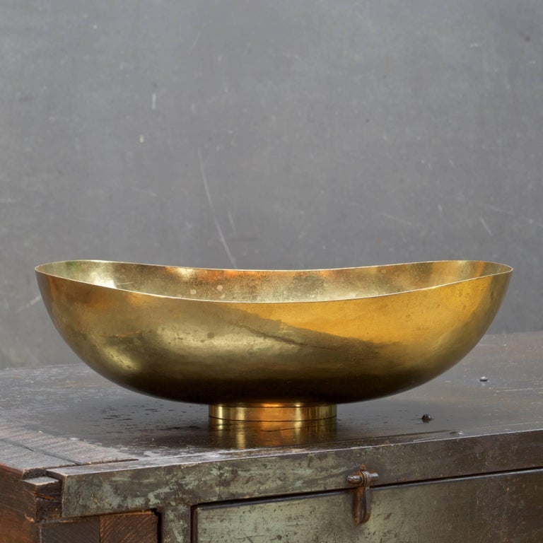 1930s Hand-Hammered Large Brass Bowl Hayno Focken Germany, Bauhaus Art ...