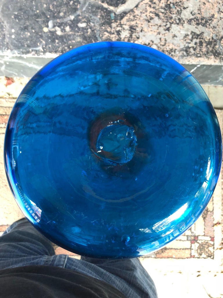 Monumental Blenko Blue Floor Vase, Mouth Blown from the Early 1970s at ...