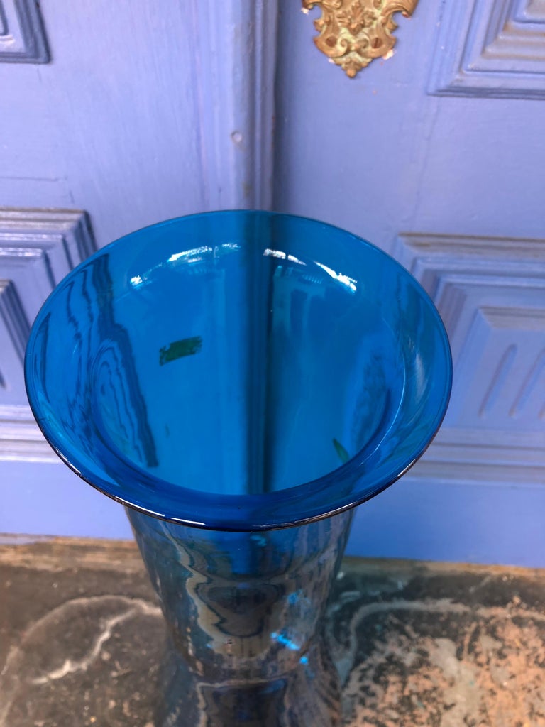 Monumental Blenko Blue Floor Vase, Mouth Blown from the Early 1970s at ...