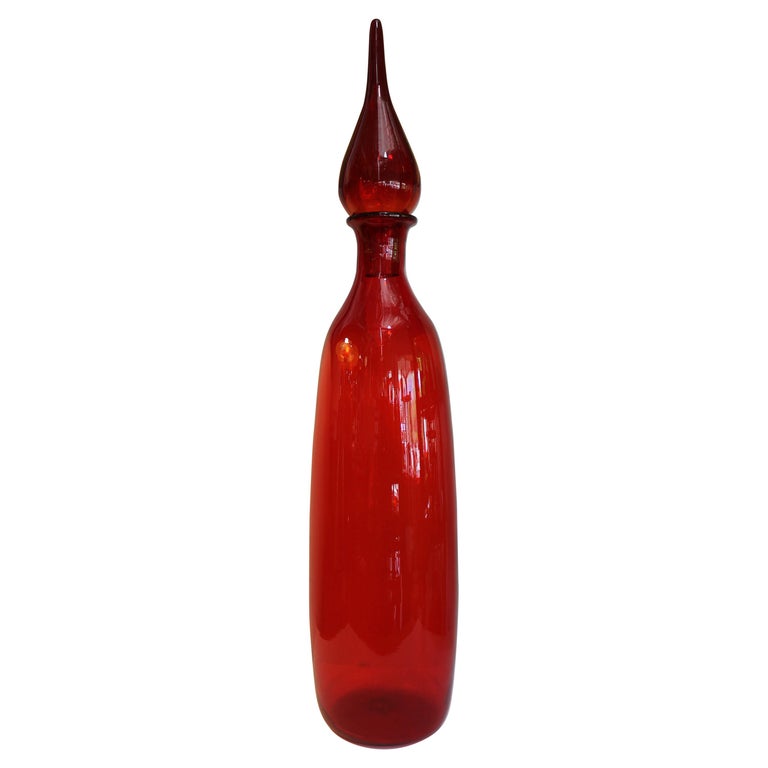 Monumental Blenko Ruby Red Vessel and Stopper by Wayne Husted at 1stDibs