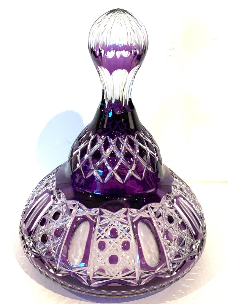 Monumental Bohemian Amethyst Cut to Clear Palace Vase For Sale at 1stDibs