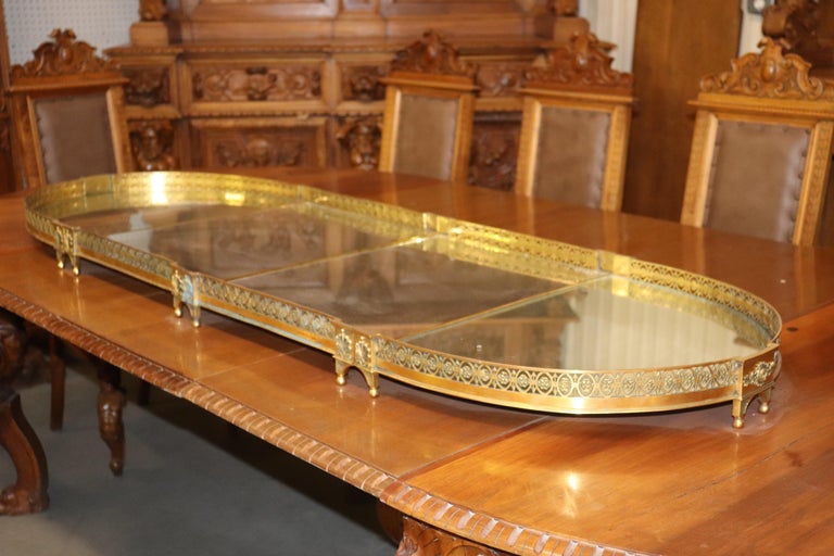 Monumental Brass Mirrored 4 Section French Table Mirror Plateau Serving ...