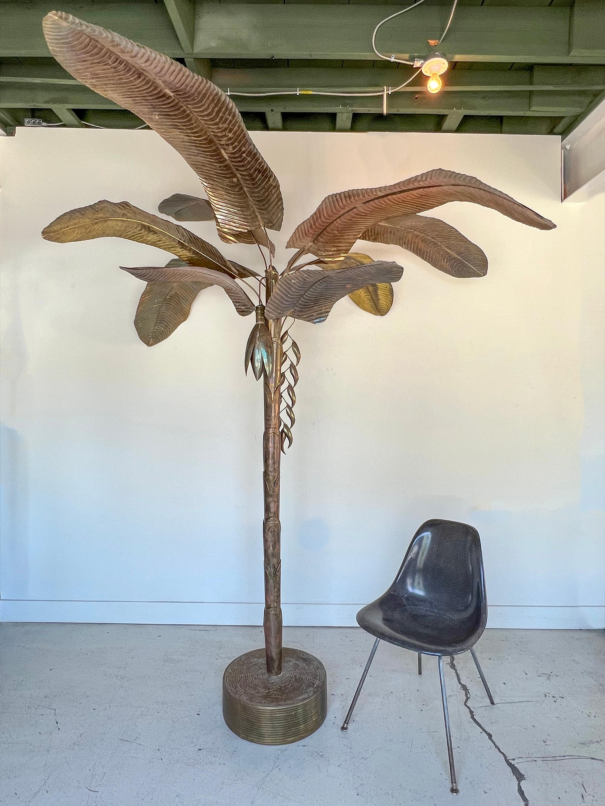 Vintage Mid Century Modern Monumental Brass Palm Tree Sculpture at 1stDibs