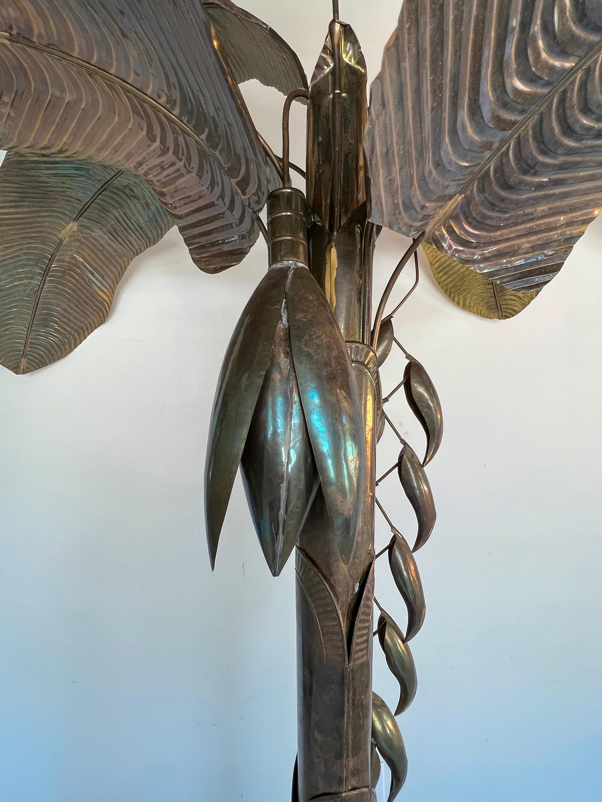 Vintage Mid Century Modern Monumental Brass Palm Tree Sculpture at 1stDibs