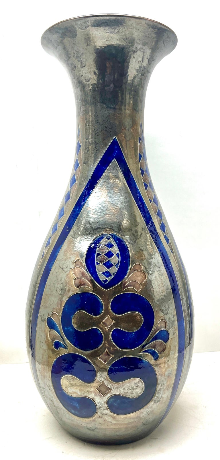 Monumental Brilliant Handmade and Hand-Glazed Large Floor Vase, Signed ...