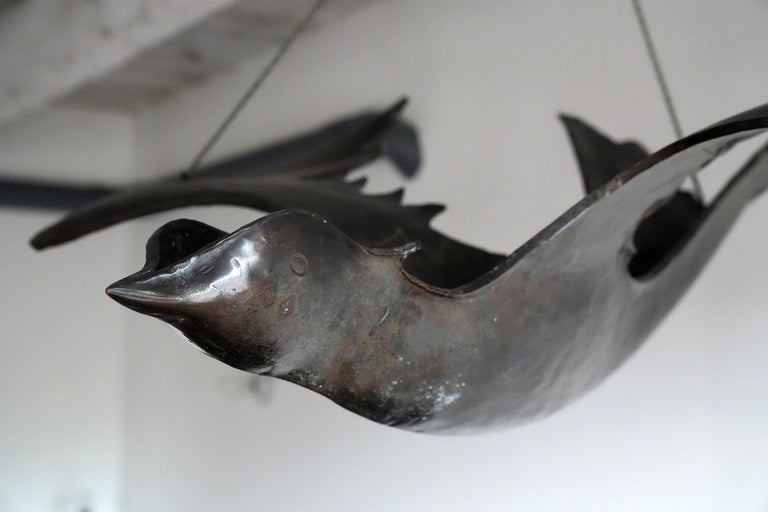 Monumental Bronze Modernist Flying Bird Sculpture For Sale at 1stDibs