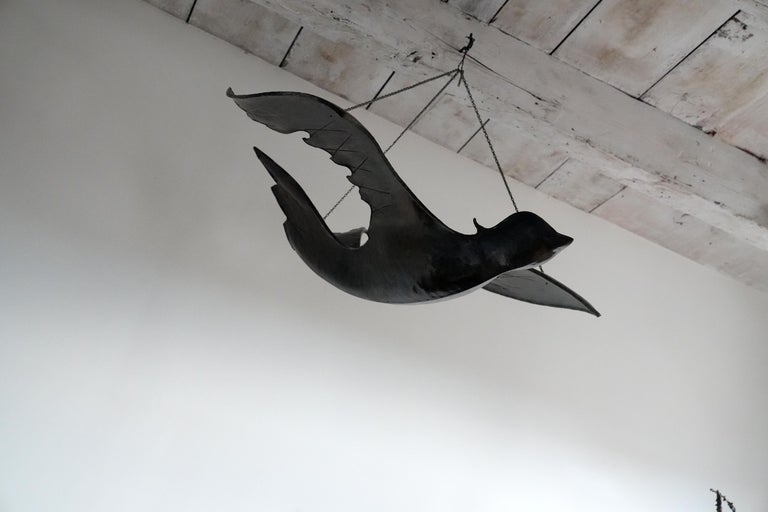 Monumental Bronze Modernist Flying Bird Sculpture For Sale at 1stDibs