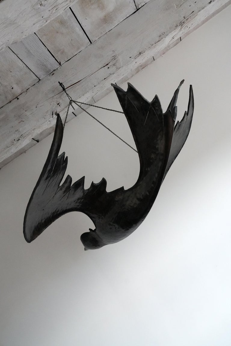 Monumental Bronze Modernist Flying Bird Sculpture For Sale at 1stDibs