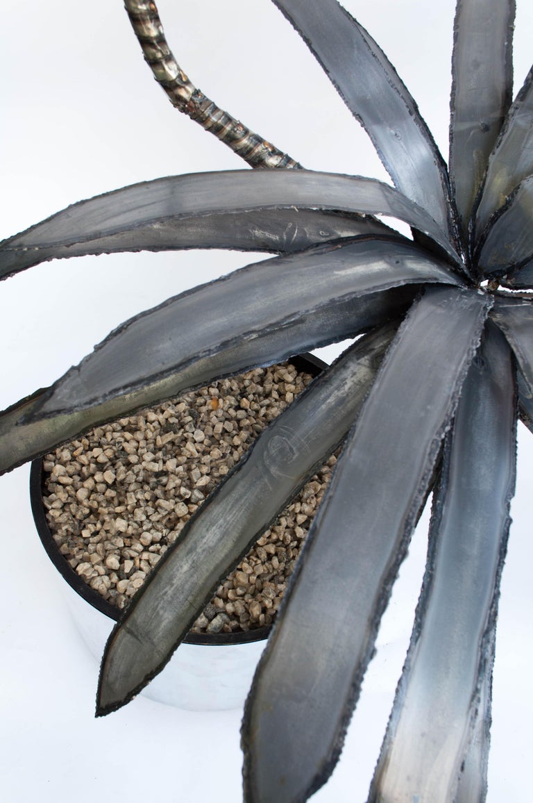 Monumental Brutalist Torch Welded Metal Palm Tree Sculpture For Sale at ...