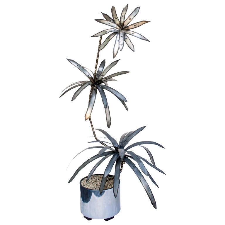 Monumental Brutalist Torch Welded Metal Palm Tree Sculpture For Sale at ...