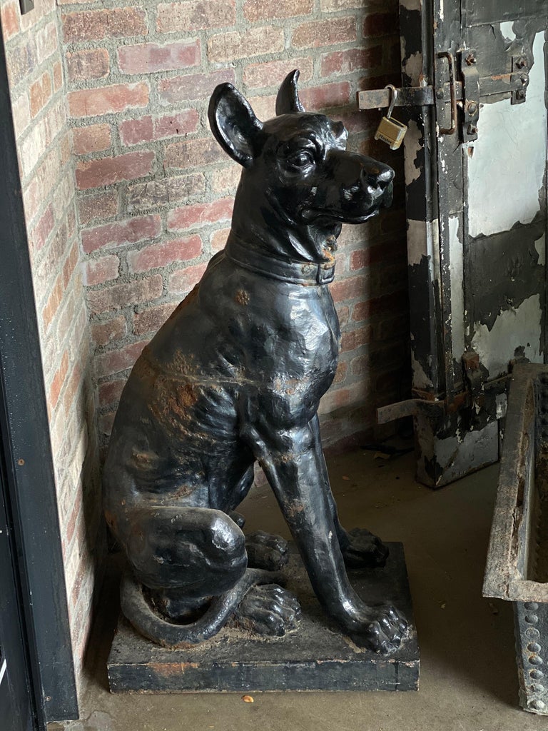 Monumental Cast Iron Dog Statues, 19th Century For Sale at 1stDibs