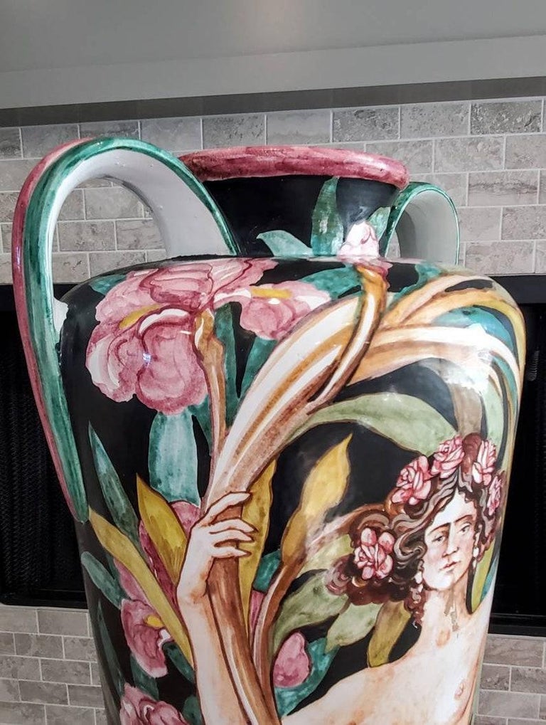 Monumental Ceccarelli Tuscan Vigilia Palazzo Hand Painted Floor Vase ...