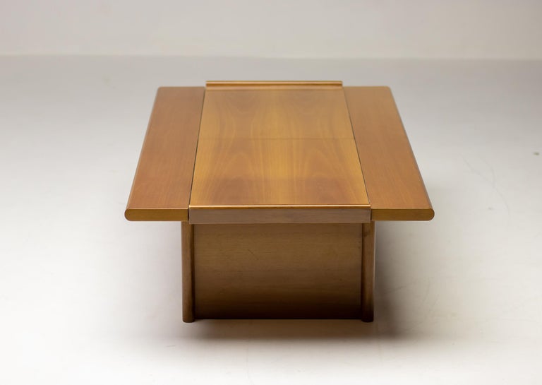 Monumental Cherry Coffee Table with Sliding Top For Sale at 1stDibs