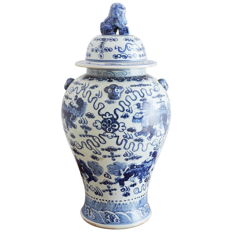 Monumental Chinese Blue and White Porcelain Ginger Jar at 1stDibs ...
