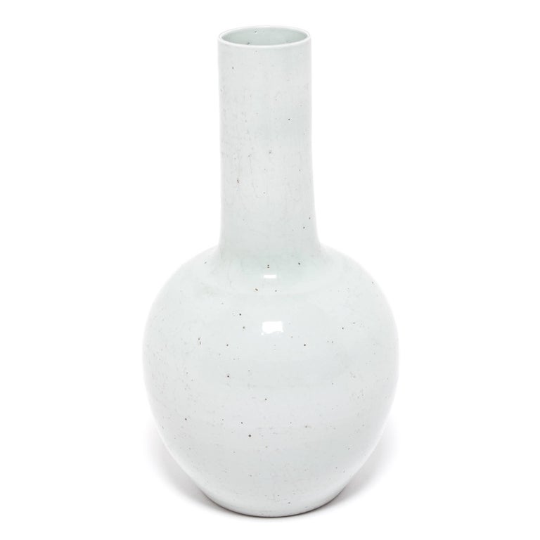 Tall Celadon White Celestial Ball Vase For Sale at 1stDibs