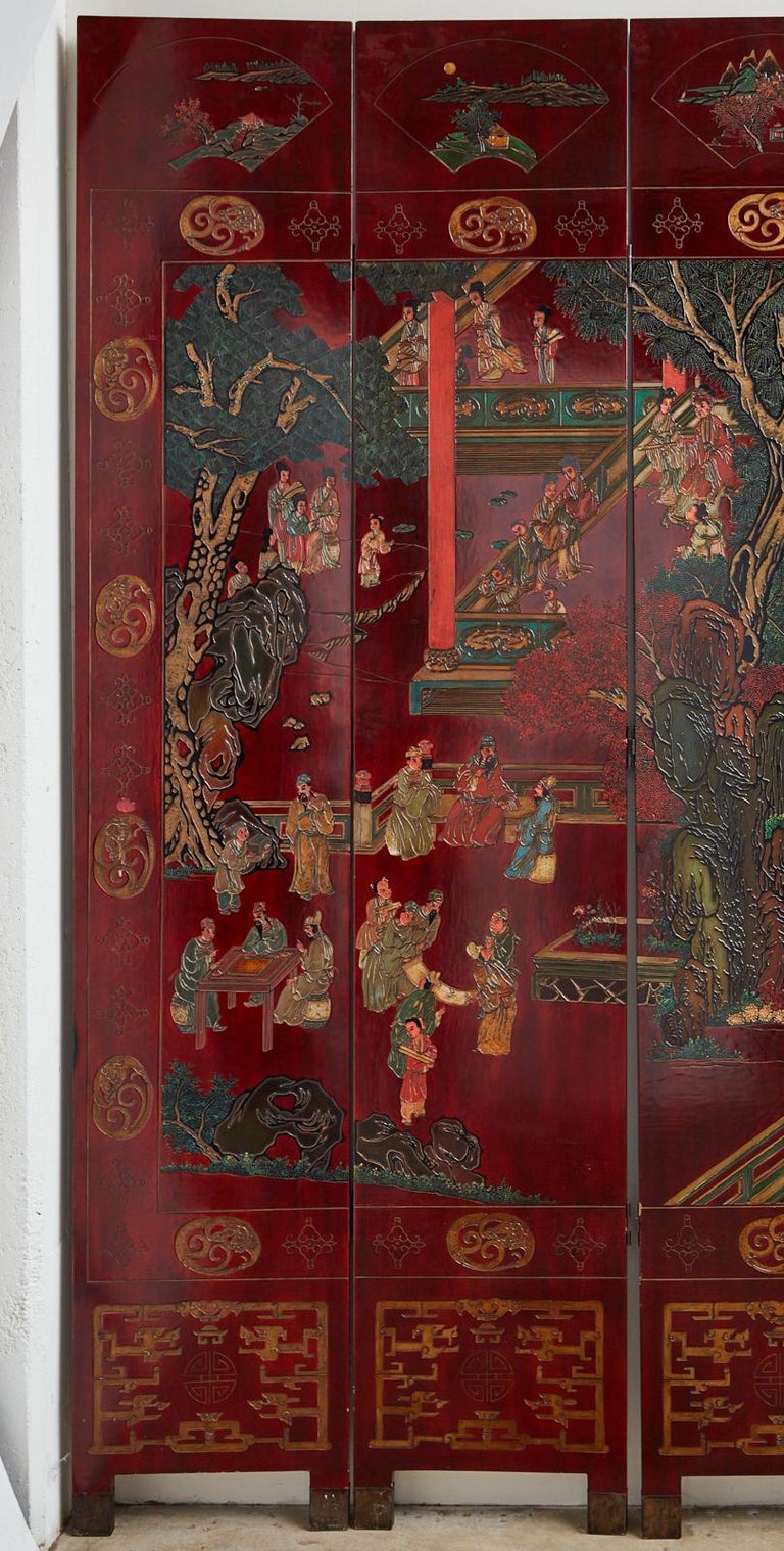 Monumental Chinese Export Twelve-Panel Lacquered Coromandel Screen For ...