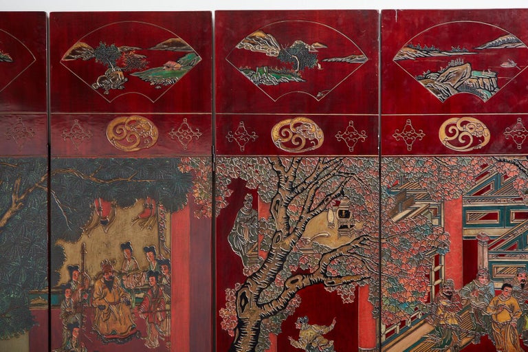 Monumental Chinese Export Twelve-Panel Lacquered Coromandel Screen For ...