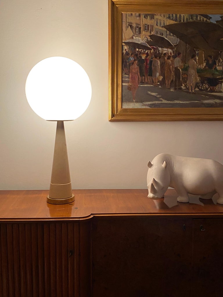 Monumental Conic Parchment and Brass Table Lamp, France, 1960 For Sale ...