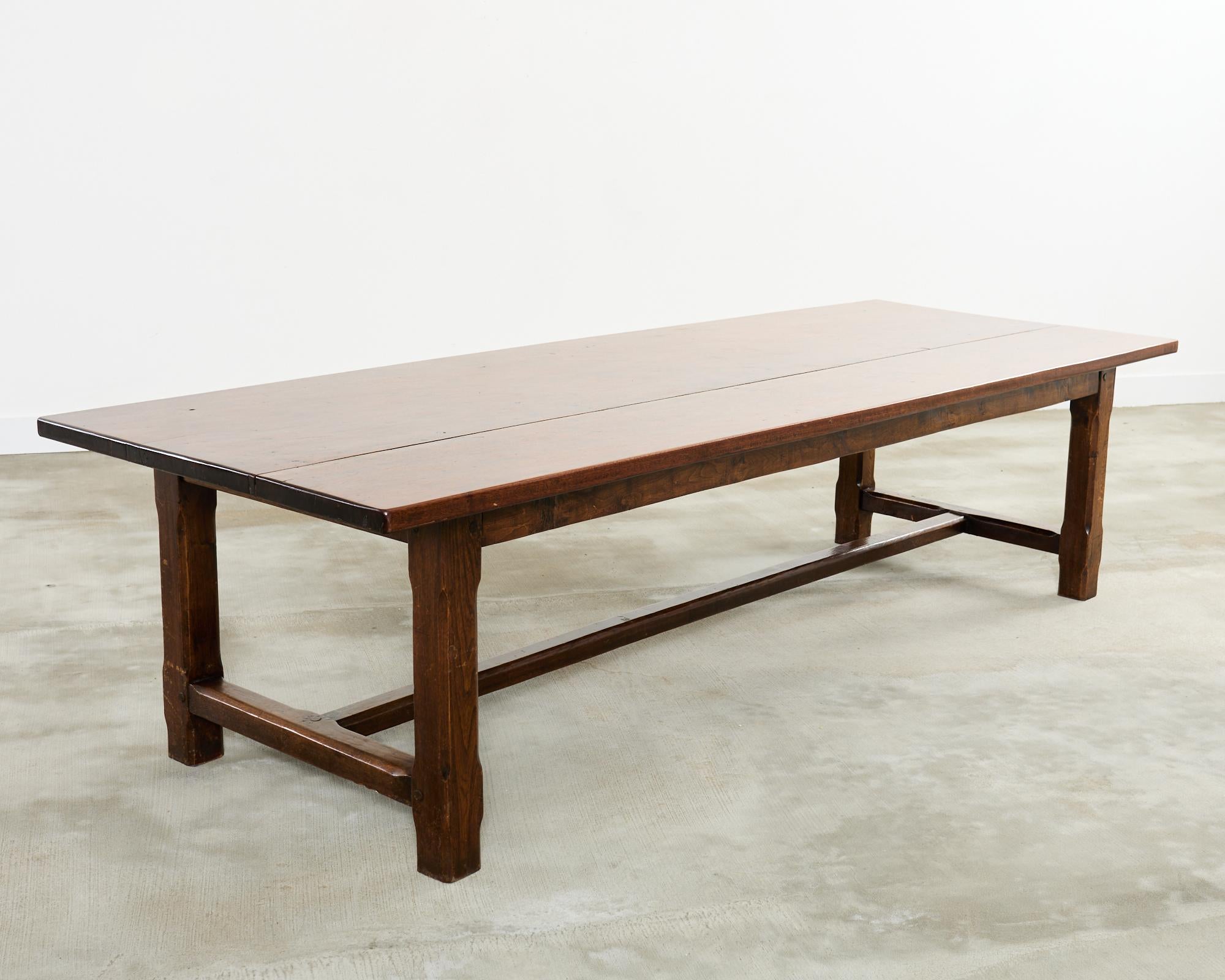 Monumental Country French Walnut Farmhouse Trestle Dining Table For ...