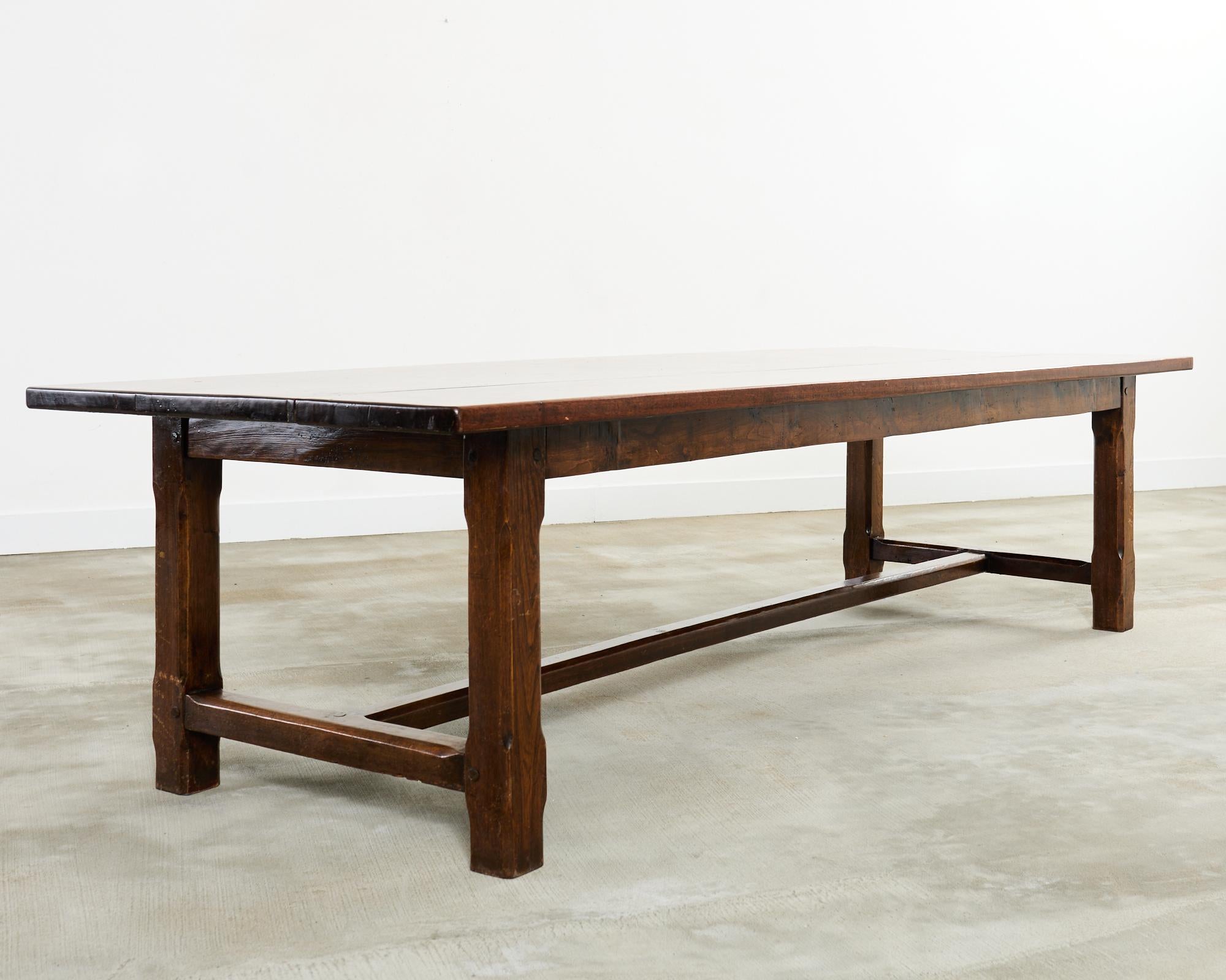 Monumental Country French Walnut Farmhouse Trestle Dining Table For ...