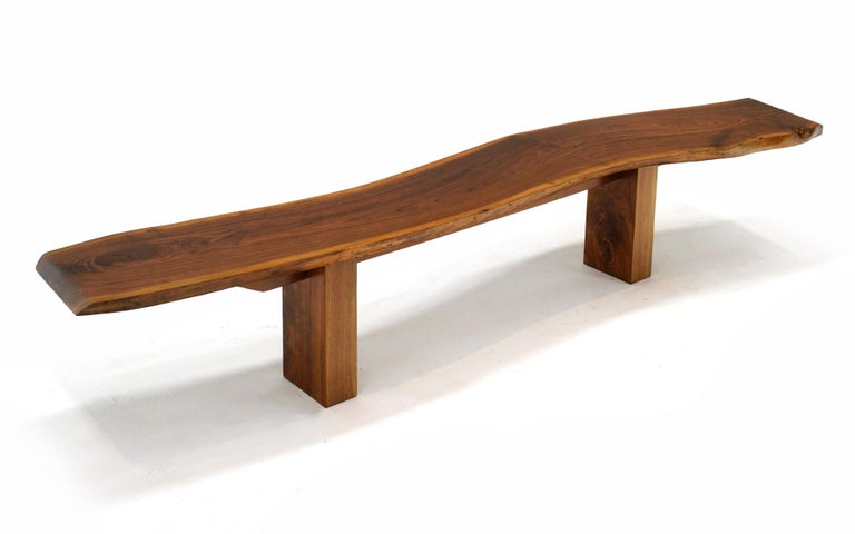Monumental Curved Bench / Coffee Table in Solid Live Edge Walnut, One ...