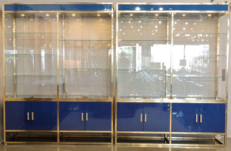 Monumental Custom Brass and Lacquered Wood Display Cabinets For Sale at ...
