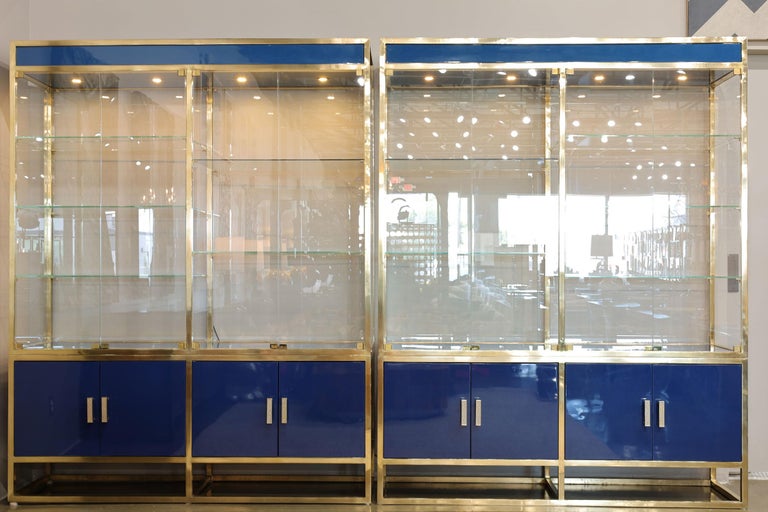 Monumental Custom Brass and Lacquered Wood Display Cabinets For Sale at ...