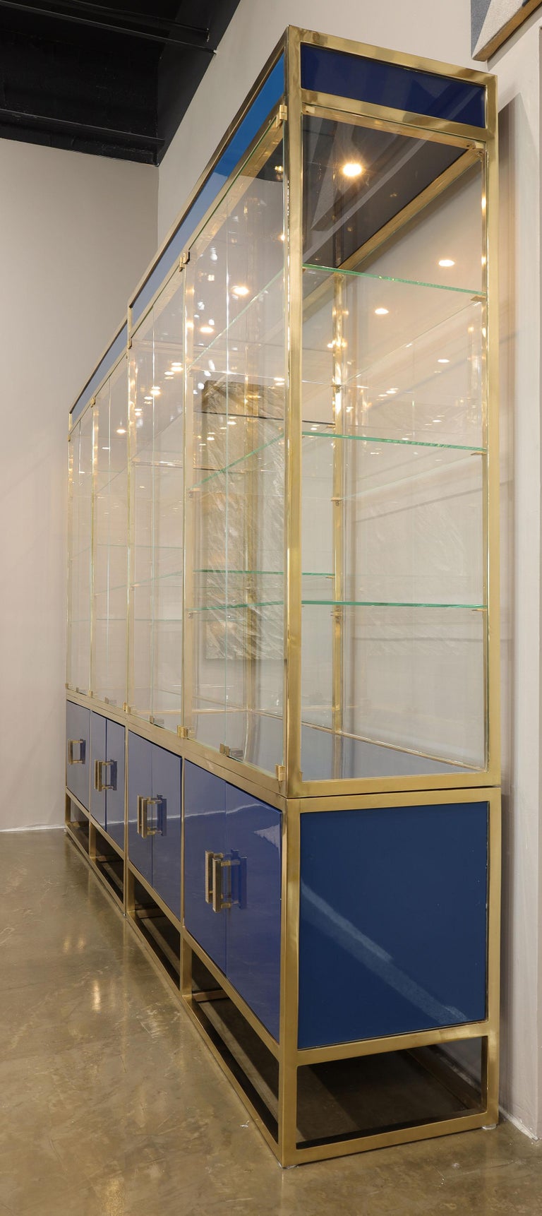 Monumental Custom Brass and Lacquered Wood Display Cabinets For Sale at ...