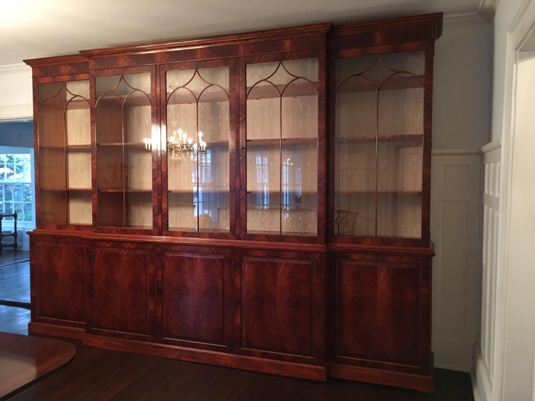 Monumental Custom Made Mahogany Breakfront Bookcase by Mill House ...